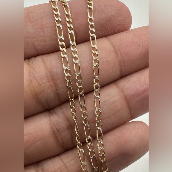 Jewelry | 1k Gold Figaro Pave Chain 2mm | Poshmark